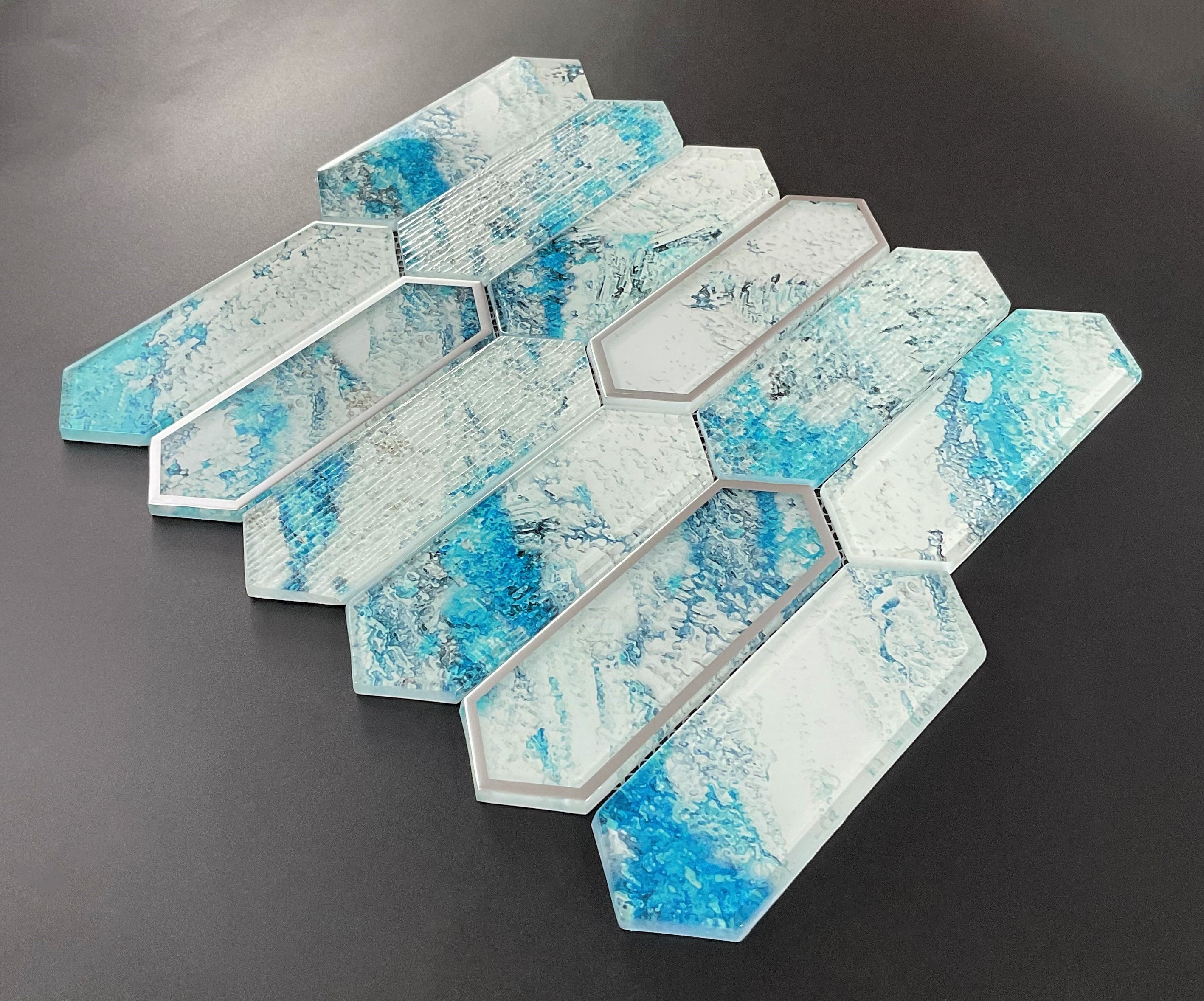 2" x 6" Glass Picket with Silver Glazed Wall Mosaic Tile– Mosaic Studio Inc