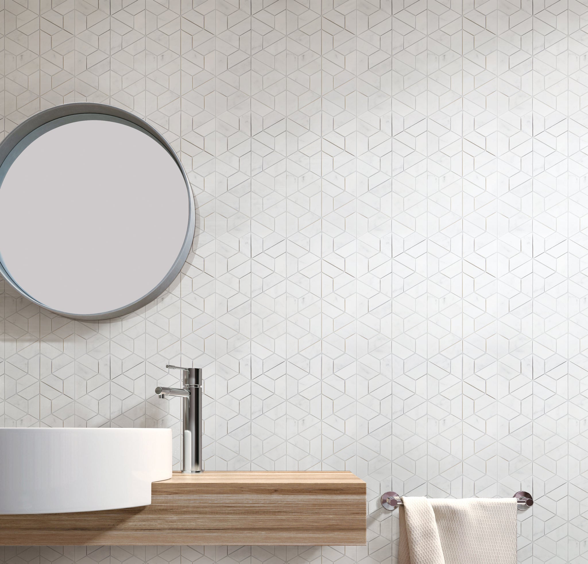 White Carrara - Natural Stone Pinwheel Mosaic Wall & Floor Tile– Mosaic ...