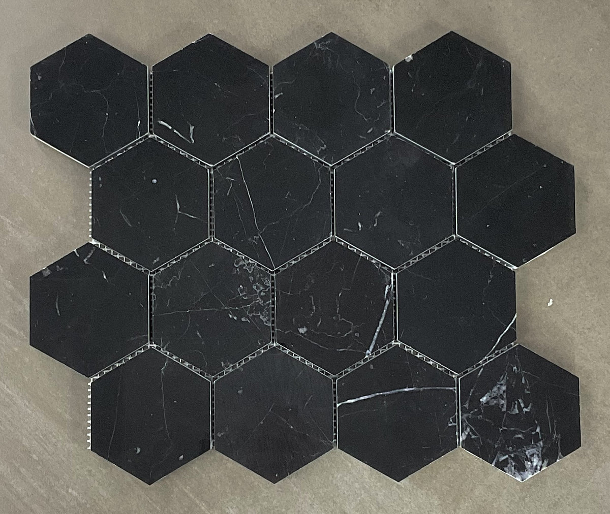 Nero Marquina 3" Hexagon Natural Stone Wall & Floor Mosaic Tiles ...