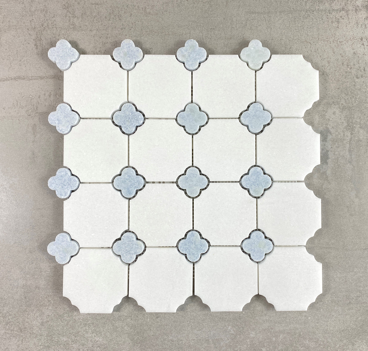 Thassos White 3" Octagon with Blue Celeste Clover Marble Wall & Floor ...