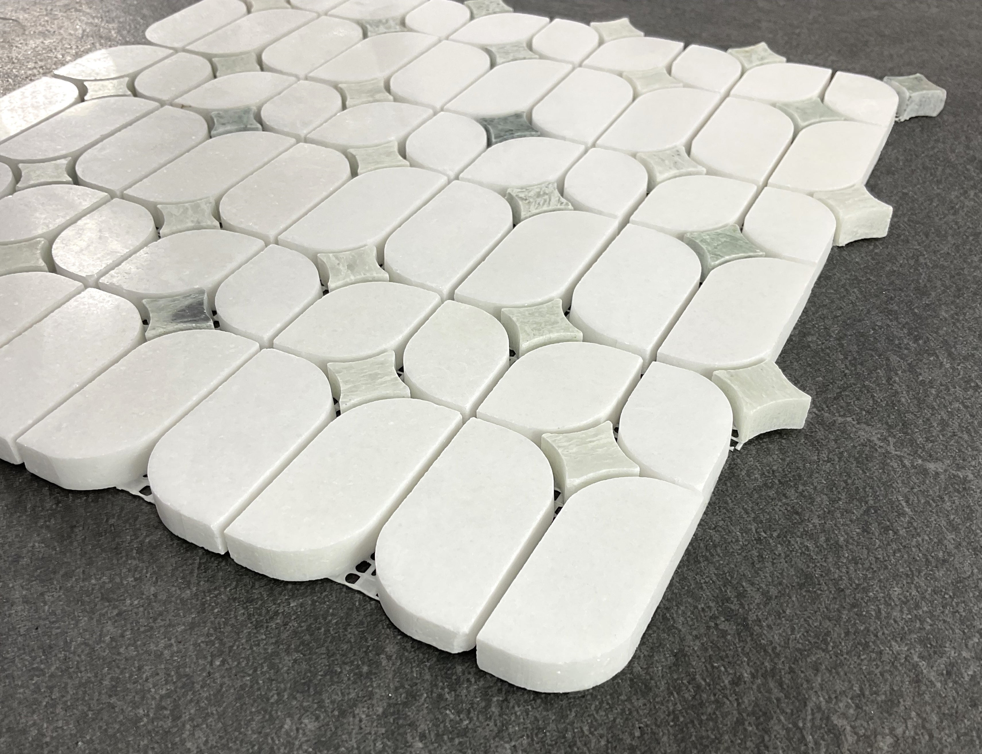 Thassos White with Ming Green Dot Marble Wall & Floor Mosaic Tiles ...