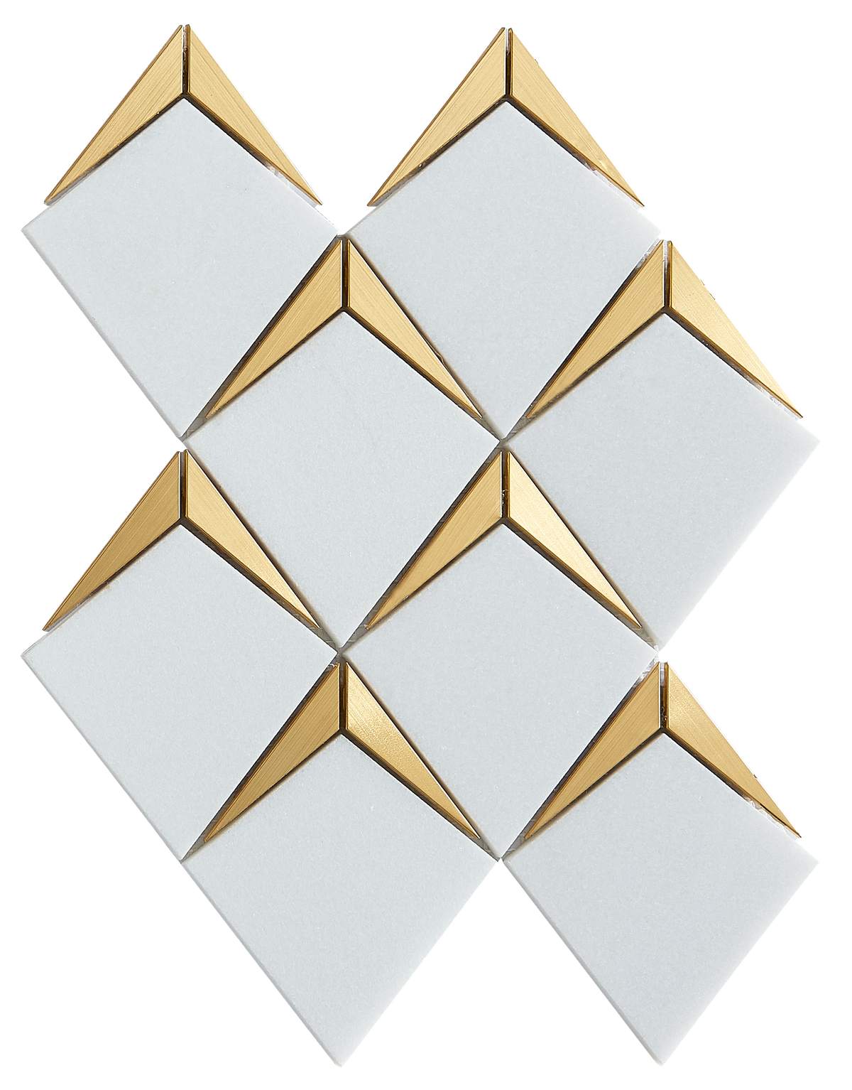 3" x 4" Thassos White Marble and Gold Metal Novelty (Kite Shape) Mosai ...