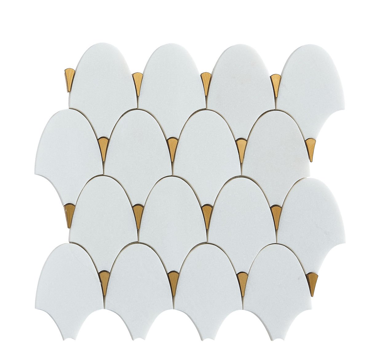 Thassos White and Gold Metal Wall and Floor Mosaic Tile– Mosaic Studio Inc