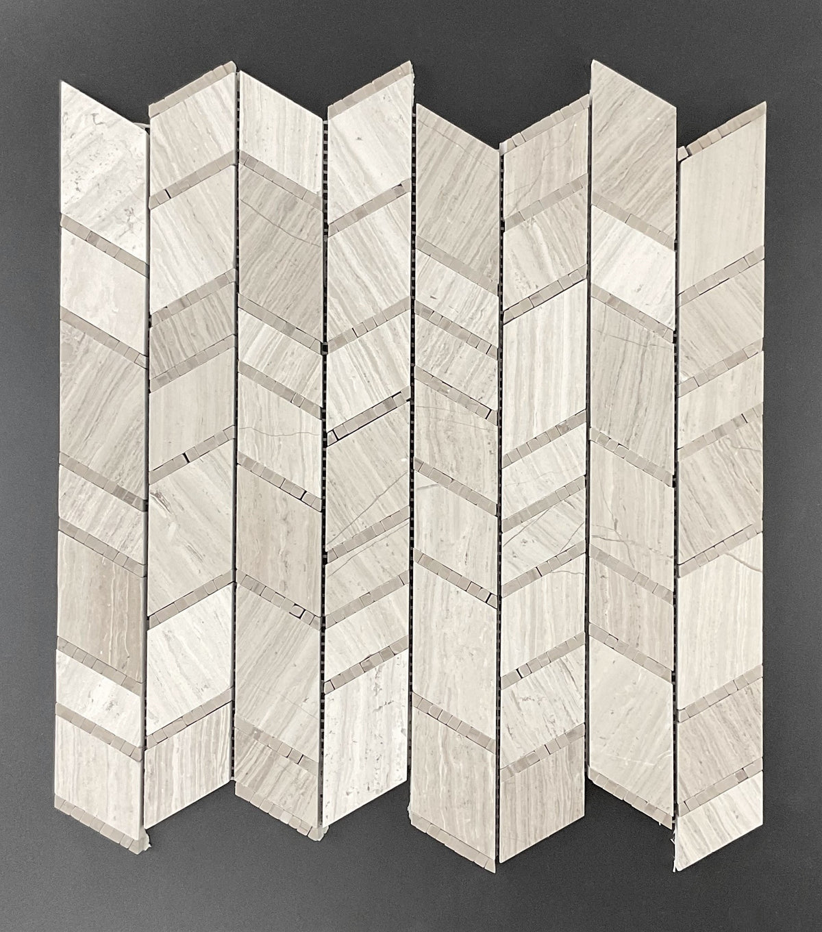 Wooden Grey Trapezoid Pattern Marble Wall & Floor Mosaic Tile– Mosaic ...